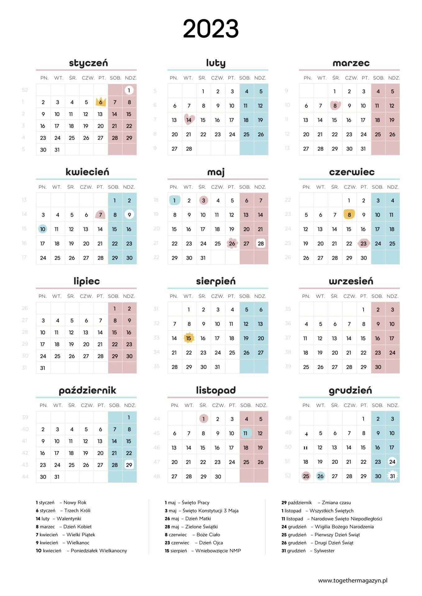 Kalendarz 2023 - najlepszy darmowy kalendarz do druku!